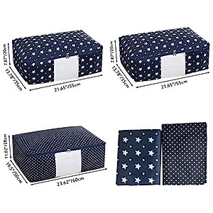 Rainbow-Lee Large Capacity Storage Bags Pack of 3, Pillow Beddings/Blanket Clothes Organizer Storage Containers with Zippers, Underbed Storage Bag with Clear Window for Comforters, Blanket, Duvet