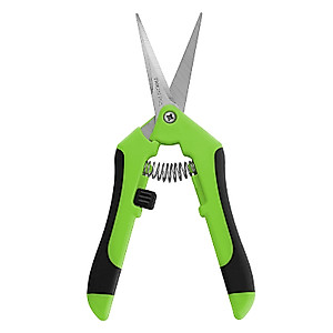 Urbanstrive Durable Gardening Scissors Gardening Hand Pruner Pruning Shear with Titanium Coated Curved Precision Blades, 1 Pack (Green)