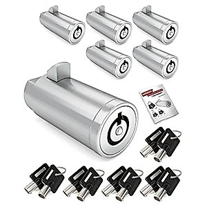 Naissian Universal Vending Machine Lock with Keys Aliked,Tubular Cylinder Lock Compatible for Pepsi,Coke Machine, Snack Machine Coffee Maker, 32MM，Pack of 6, 10 Keys Aliked
