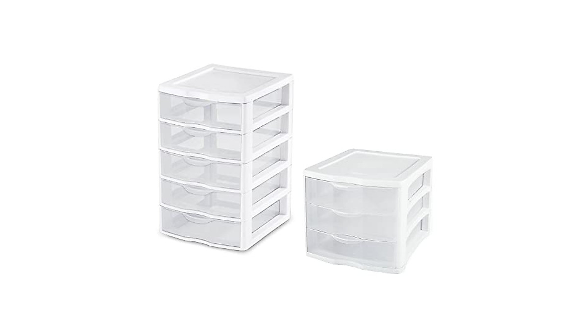 Sterilite Modular Desk Storage Bins - 8-Piece Organizers for Home & Office