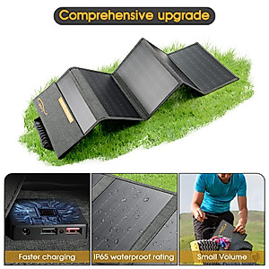 Liarba 40W Solar Panel,Professional Solar Panel Charger,Foldable Solar Panel, Portable Solar Panel with USB QC3.0/DC Port for Compatible with Power Station, Cell Phone,Outdoor Camping Van Rv Trip