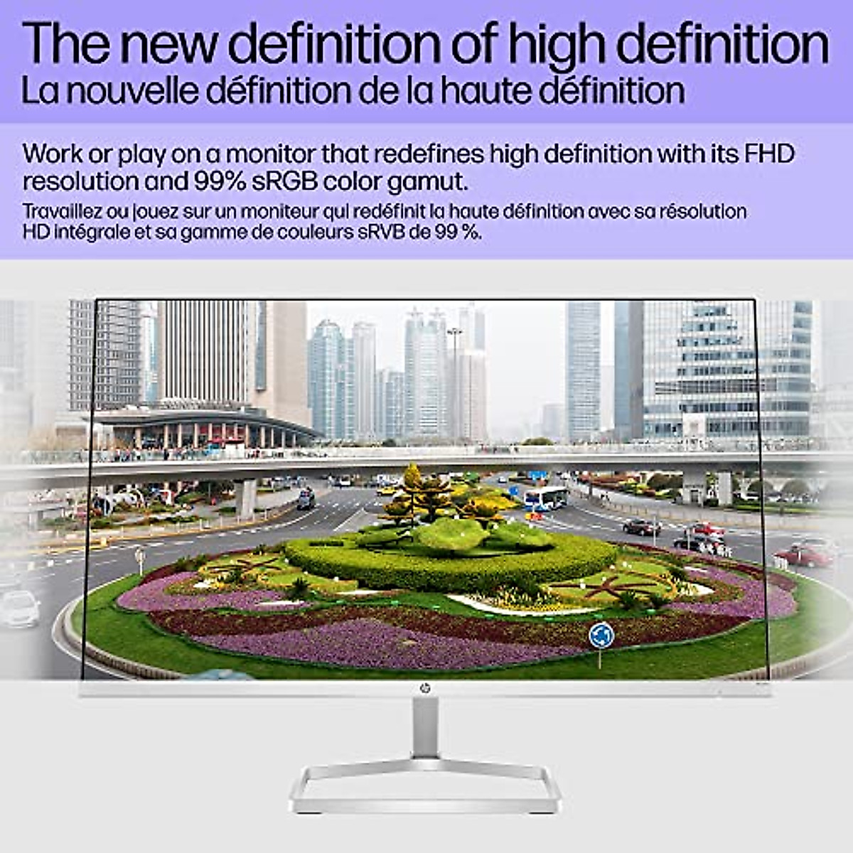 HP 24-inch FHD Monitor with AMD FreeSync Technology (2021 Model, M24fw),Silver, 15.62"D x 21.09"W x 6.97"H