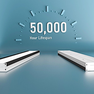 Lightdot 4FT-5IN LED Wraparound Shop Lights,100-277v Linkable,50W 4FT LED Light Fixtures for Garage Workshop Supermarket,7000LM [Eqv. 400W] 5000K Black&White,Flush and Hanging Mouting Available-1Pack