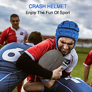 surlim Rugby Soft Helmet Soccer Headgear Scrum Cap 7v7 Flag Football Headguard for Adult X-Large (Blue)