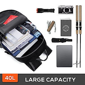 TOURIT Hiking Backpack 40L Lightweight Hiking Daypack Foldable Waterproof Camping Backpack for Women Men Travel Outdoor Black