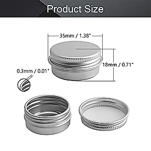 Othmro 3pcs 0.3oz Metal Round Tins Aluminum Tin Cans Containers with Screw Lid, 35 * 18mm(DxH) Silver tin cans for Salve, Spices, Lip Balm, Tea or Candies 10ml