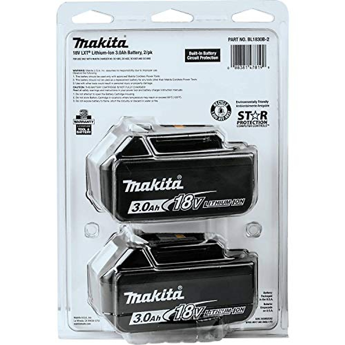 Makita BL1830B-2 18V LXT Lithium-Ion 3.0Ah Battery