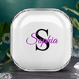 CaseHome Custom Name Case Compatible with Samsung Galaxy Buds Live(2020 Release)Buds Pro(2021 Release) Case Cover,Personalized Crystal TPU Clear Cover (Clear)