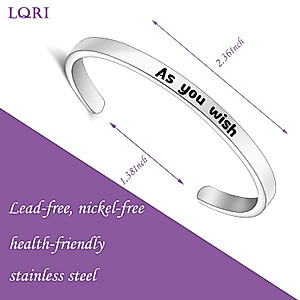 LQRI The Princess Inspired Bracelet As You Wish Cuff Bangle Princess Inspired Quote Gift for Women (B-As you wish)