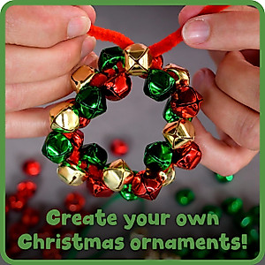 READY 2 LEARN Christmas Crafts | Create Your Own Jingle Bell Wreath Ornaments | Set of 4 | DIY Ornaments for Kids | Christmas Tree Decoration | All Materials Included