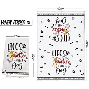 Hexagram Dog Kitchen Towels Decorative Set-Dog Lover Gifts for Women-Dog Lover Owners Mom Gifts-Housewarming Gift-Dog Hand Towels for Kitchen Set of 4-Cute Dish Towel-Tea Towel, Dog Kitchen Decor