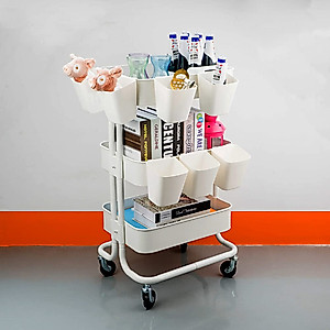 Vmiapxo 5 Pack Hanging Storage Containers, White Plastic, 4.5 x 4.5 x 5.12 inches, Hanging Bins, Cup Holder, Craft Supplies Organizer