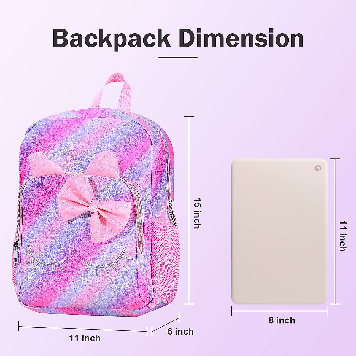Gormlaith Backpack for Girls, Unicorn Rainbow Kids Backpack, Lightweight Cute Toddler School Backpack, Pink Book Bags for Girls, Kindergarten Preschool Backpack for Girls, Lunch Box Carry Bag