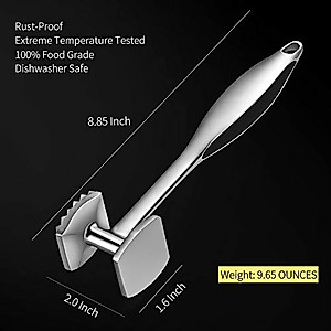 AOWOTO Meat Tenderizer Hammer Mallet Tool Pounder For Tenderizing Steak Beef And Poultry. With Rubber Comfort Grip Handle