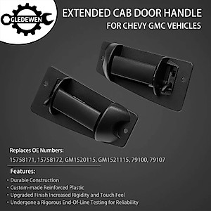 Extended Cab Door Handle Rear Left Driver and Right Passgenger Side | for 1999-2007 Chevy Silverado GMC Sierra 1500 2500 3500 | Replaces# 15758171, 15758172