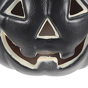 Uonlytech Halloween Pumpkin Lights Battery Operated Black Jack-o-Lantern Light Flameless Candles Pumpkin Lamp Decoration for Halloween Party Favor Decoration (Without Batteries)