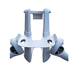 TNE VR Stand Headset and Controller Display Holder Mount Station for Quest 2/Quest and Rift S Virtual Reality Gaming System (White)