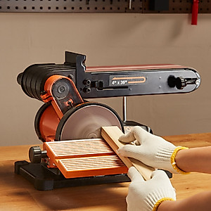 VEVOR Belt Sander, 6in. Disc Sander and 4x36 in. Belt Sander Combo with 4.3A Induction Motor, Powerful Woodworking Sander with Bench Mount and Cast Aluminum Work Table