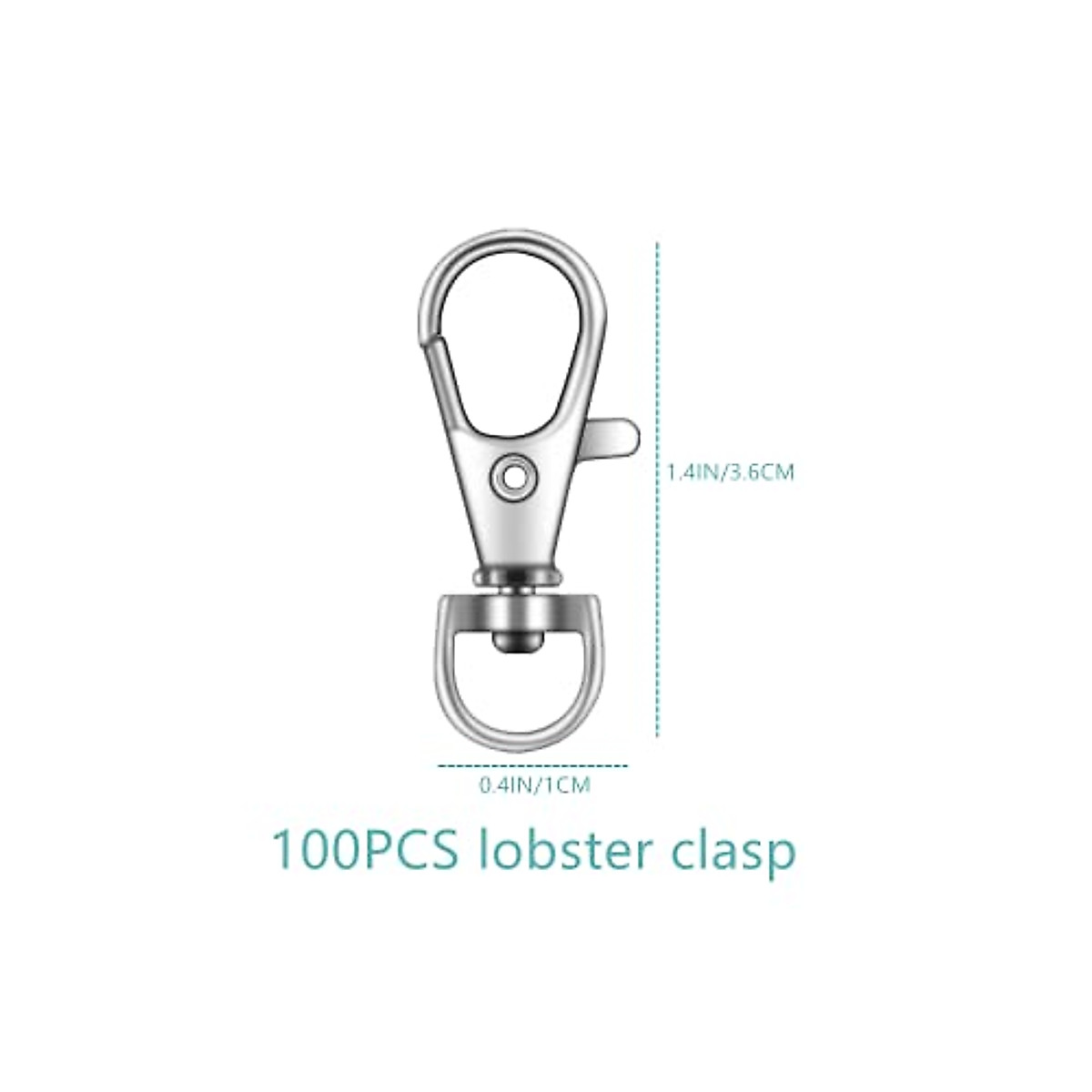 100PCS Key Chain Clip Hooks, Swivel Clasps Lanyard Snap Hook, Keychain Hooks for Lanyard Key Rings Crafting Silver