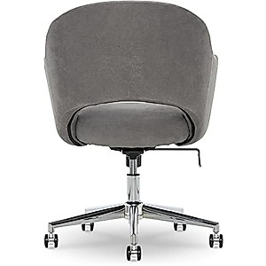 Serta Valetta Office Desk Memory Foam Padding, Midcentury Modern Style, Chrome-Finished Stainless-Steel Base, Home Chair, Gray