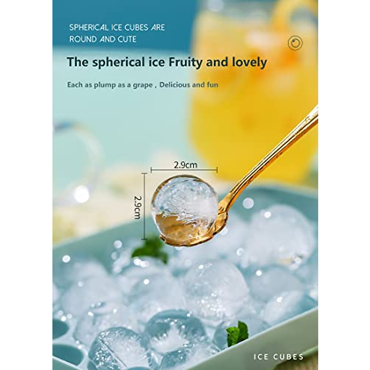 NUOYANG Round Ice Cube Tray with Lid, Ice Ball Maker Mold for Freezer with Container Mini Circle, Ice Cube Tray Making, 33PCS Sphere Ice Chilling Cocktail Whiskey Tea Coffee