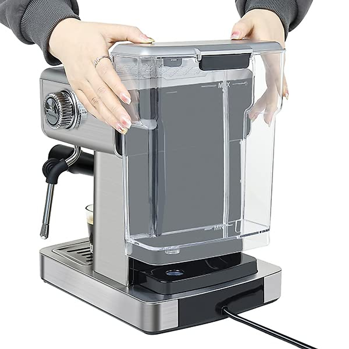 Homtone Espresso Machine 20 Bar, Stainless Steel Espresso Machine with Milk Frother for Cappuccino, Latte, Touch Screen Espresso Coffee Maker for Home (Modern)