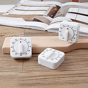 AkoMatial 60 Minutes Square Mechanical Timer Countdown Dial Alarm Clock Reminder for Kitchen Cook