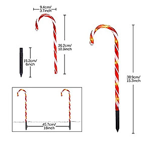 Christmas Candy Cane Lights,Solar Christmas Light， Christmas Candy Cane Pathway Lights， Christmas Decoration， for Home Garden New Year Holiday Lights， 5pcs