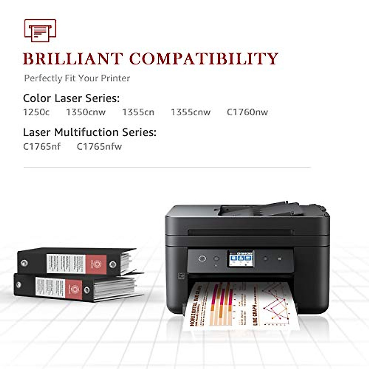 Toner Kingdom Compatible Toner Cartridge Replacement for Dell 1250 to use with 1250C C1760NW C1765NFW 1350cnw 1355cn 1355cnw C1765NF Printer 810WH C5GC3 XMX5D WM2JC (4-Pack, Black Cyan Magenta Yellow)