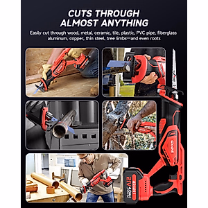 Reciprocating saw, Enhanced 3500 SPM Low Noise Brushless Motor, High-Performance 2*21V 4.0 Ah Batteries Extended Standby, 8 pcs Versatile Alloy Steel Blade Set Easily Cut Through Wood, Metal, ABS etc.