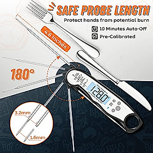 Digital Meat Thermometer, Waterproof Instant Read Food Thermometer for Cooking and Grilling, Kitchen Gadgets, Accessories with Backlight & Calibration for Candy, BBQ Grill, Liquids, Beef, Turkey