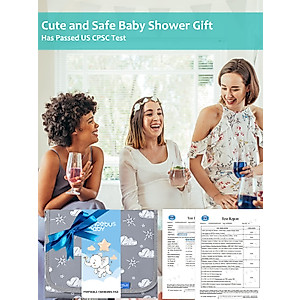 Baby Portable Changing Pad Travel - Waterproof Compact Diaper Changing Mat with Built-in Pillow - Lightweight & Foldable Changing Station, Newborn Shower Gifts (Clouds and Elephant)