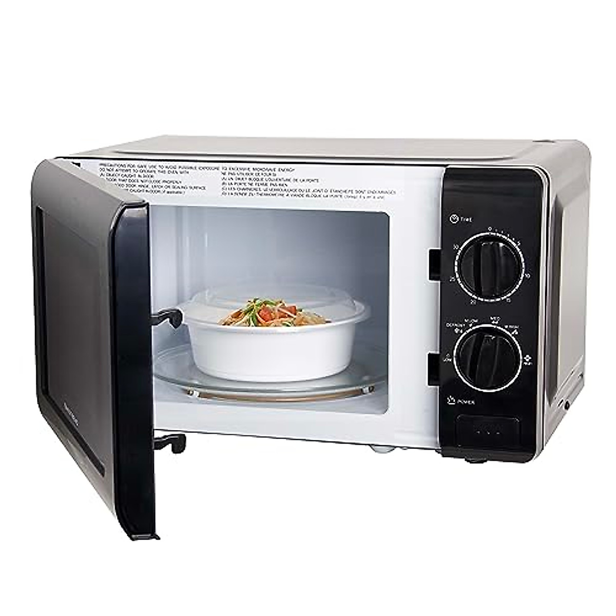 West Bend WB0700MWMVB Microwave Oven 700-Watts Compact Mechanical with 5 Power Settings, Defrost, Full Range Temperature Control and Glass Turntable, 0.7-Cu.Ft, Black