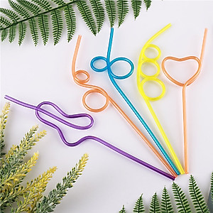 DECORA 36 Pieces Crazy Loop Straws Reusable Plastic Straws Drinking for Summer Party, Birthday, Wedding, Baby Shower