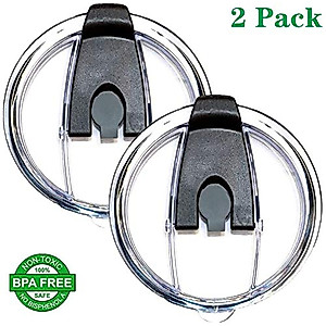 2 Replacement Flip Lids for Stainless Steel Insulated Tumbler Travel Mug, Compatible w/YETI Rambler,Ozark Trail,Old Style Rtic and More (20 oz Spill Proof Splash Resistant Lid)
