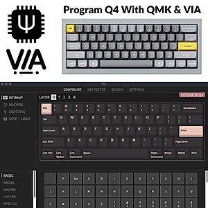 Keychron Q4 Wired Custom Mechanical Keyboard, QMK/VIA Programmable Macro, Full Aluminum, Hot-Swappable Gateron G Pro Red Switch, 60% Layout Double Gasket Compatible with Mac and Windows - Gray