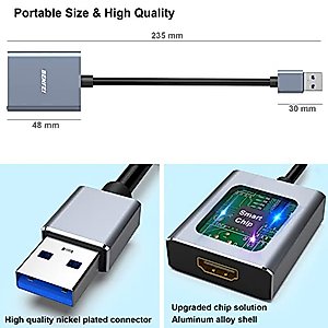 BENFEI USB 3.0 to HDMI Adapter, USB 3.0 to HDMI Male to Female Adapter for Windows 11, Windows 10, Windows 8.1, Windows 8, Windows 7(Not for Mac)