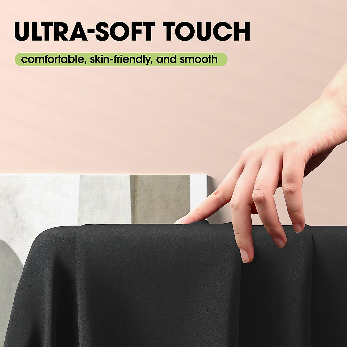 Pureegg Table Cloth - Polyester Table Cloth for Rectangle Table, 60''x84'' Tablecloth, Decorative Tablecloths for Parties, Dinings, Picnics, Washable & Ironable, Black