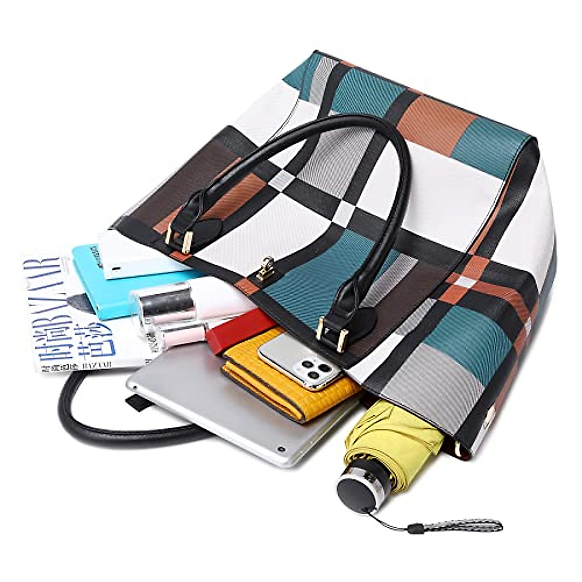 sqlp Large Work Tote Bag for Women Designer Purses and Handbags Big Bucket bags Ladies Travel Crossbody Purse blue check