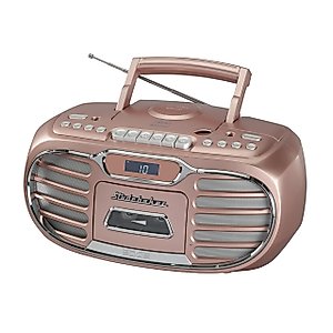 Studebaker Retro Edge Big Sound Bluetooth Boombox with CD/Cassette Player-Recorder/AM-FM Stereo Radio (Rose Gold/SB2150RG)