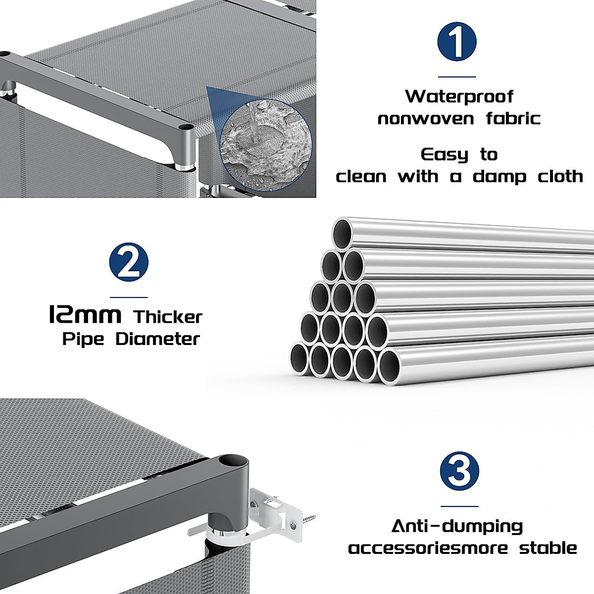 Mavivegue 9+18 Cube Modern Industrial DIY Bookcase, Metal Cubical Book Shelf, Tall Storage Organizer for Bedroom, Living Room, Office, Closet, Black Cubicle Storage Rack-Grey