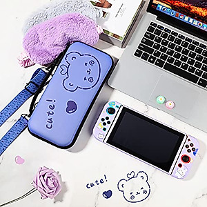 Weewooday Rabbit Protective Case and Carrying Case, Soft Slim Case Cover for Console and Controllers, Hard Shell Travel Carrying Bag with 12 Game Card Slots (Compatible with Switch)