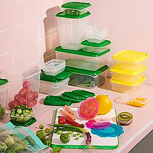 PRUTA Food Container Boxes with Lid Set of 17 Clear/Green Microwave Freezer Dishwasher Safe