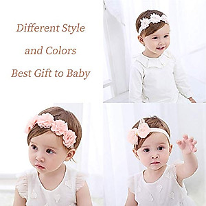 MEISO 10 Pcs Baby Girls Headbands Super Stretchy Headband and Bows for Newborn Lace Petals Flower Hair Accessories Baby Girl Gift