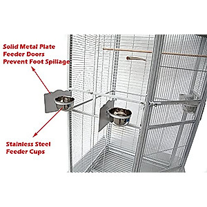 Extra Large 30" Corner Cage for Cockatiel Parakeet Budgies Parrot for Small to Medium Size Bird (White Vein)