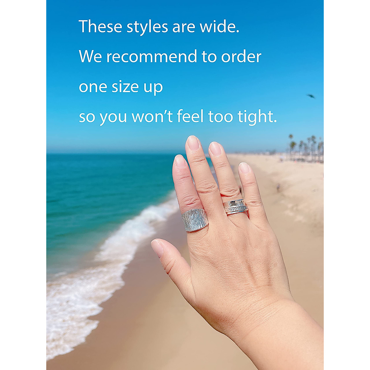 MINDDHA 925 Sterling Silver Women's Statement Ring- Handmade Silver Chunky Ring, Thick Wide Silver Ring for Women, Designer Large Ring, Silver Hammered Ring, Statement Jewelry for Women, 17mm Width - Size 9