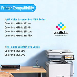 LeciRoba Compatible 206A (with Chip) 4 Pack Toner Cartridges Replacement for HP 206A W2110A 206X W2110X for HP Pro MFP M283 M283FDW M255 M255DW M283CDW Printer (Black Cyan Magenta Yellow)