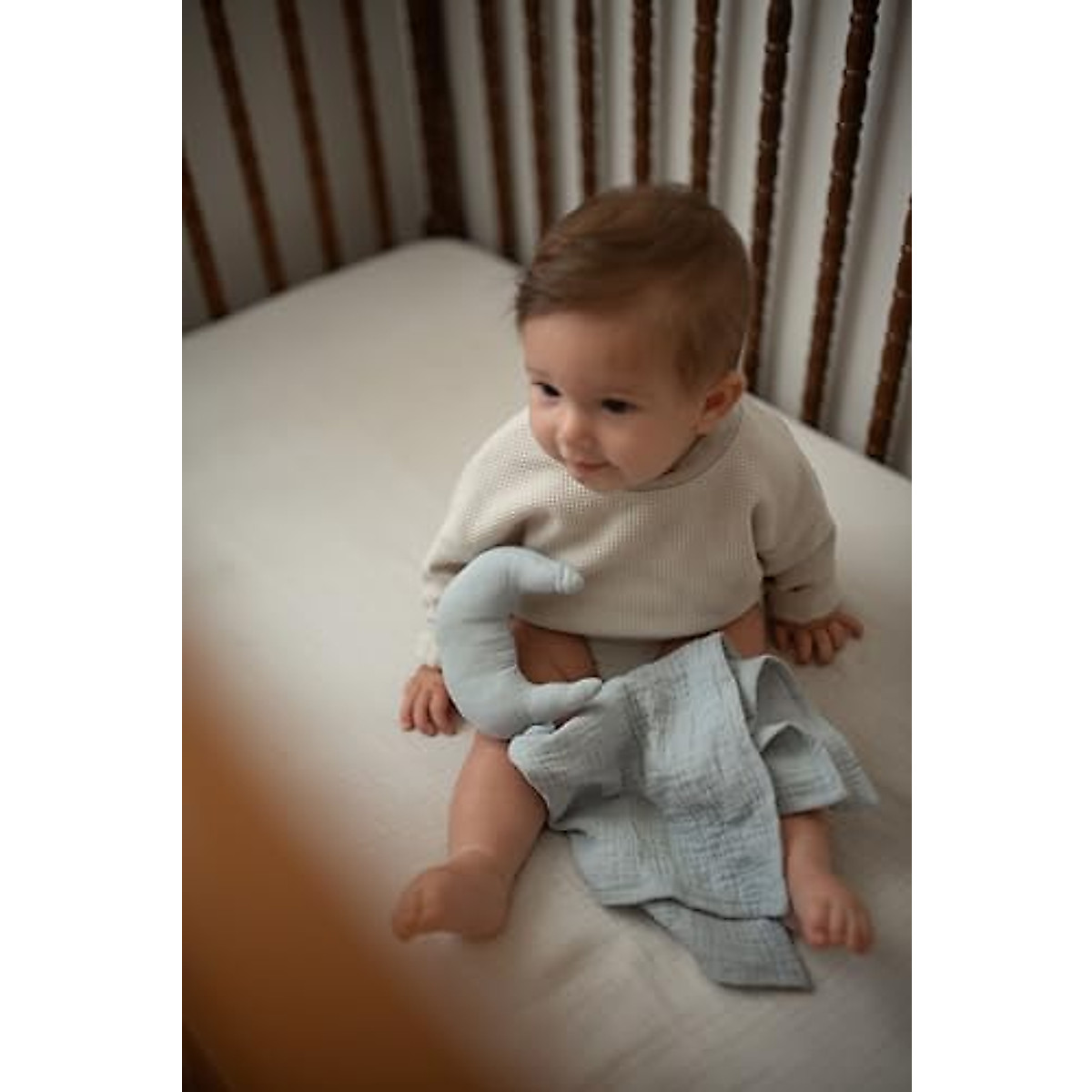 Ullabelle Stars and Moon Soft Security Blanket Baby Lovey Baby Gifts for Newborn Boys and Girls Baby Muslin Blanket (Security Blanket Blue)