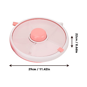 Snack Rotating Divider, Pinkish Fruit Spinner Organizer with Lid, Portable Livmo Snack Tray for Home Office Kids Lunch