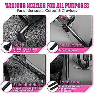 Viewsun 17pcs Car Cleaning Kit, Pink Car Interior Detailing Kit with High Power Handheld Vacuum, Detailing Brush Set, Windshield Cleaner, Cleaning Gel, Complete Auto Accessories for Women Gift